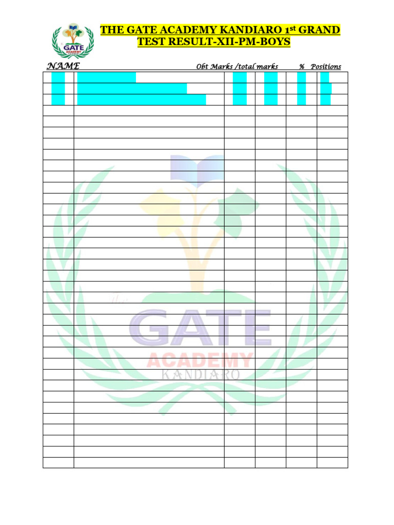 1st Test Result Class XII PM BOYS | PDF