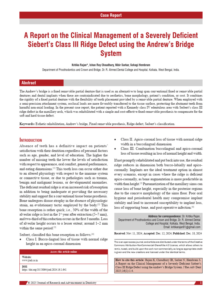 A Report on the Clinical Management of a Severely Deficient Siebert’s ...