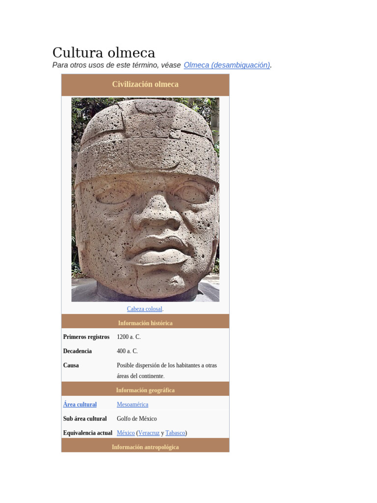 Cultura Olmeca: Raíces Mesoamericanas | PDF | Mesoamérica