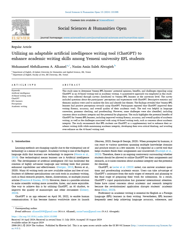 Enhancing EFL Writing with ChatGPT | PDF | Artificial Intelligence ...