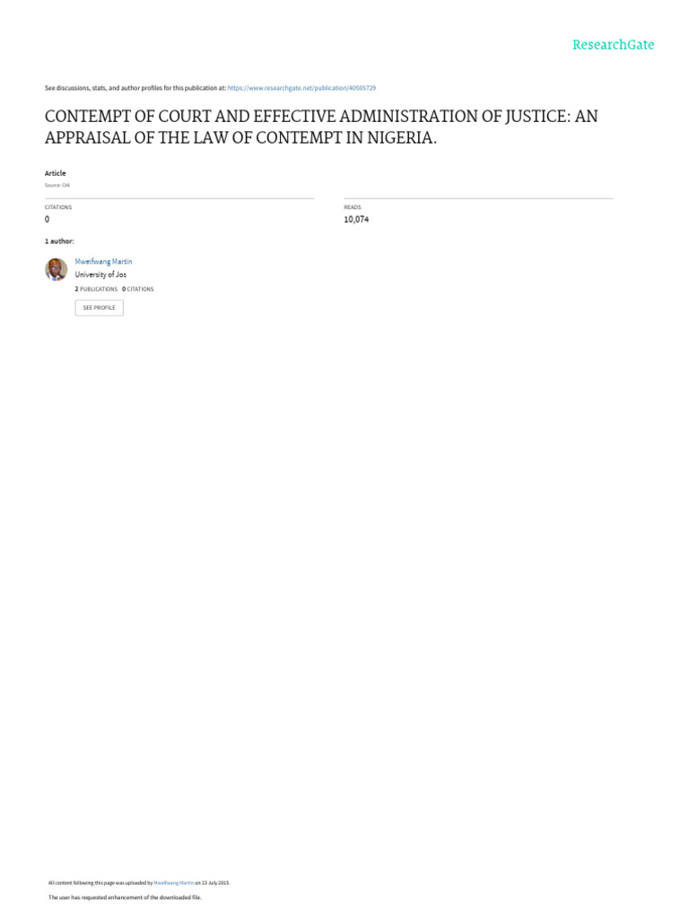 Contempt of Court in Nigeria: An Overview | PDF | Contempt Of Court ...
