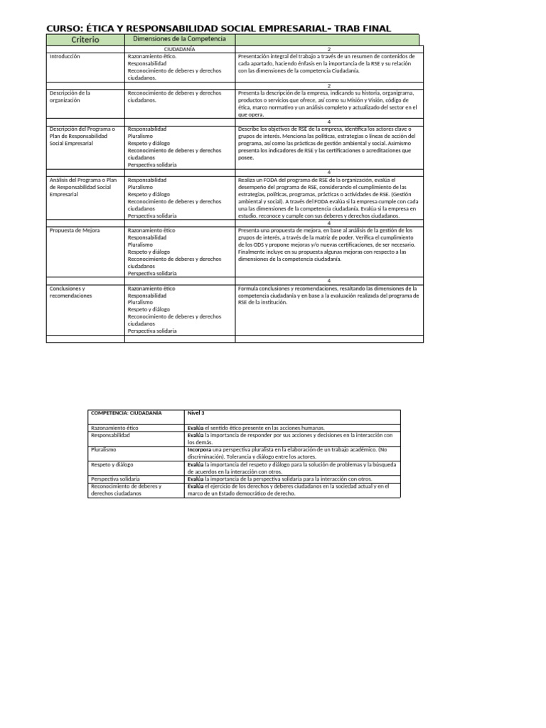 RUBRICA TRAB FINAL 2021 2 (1) | PDF | Responsabilidad social corporativa