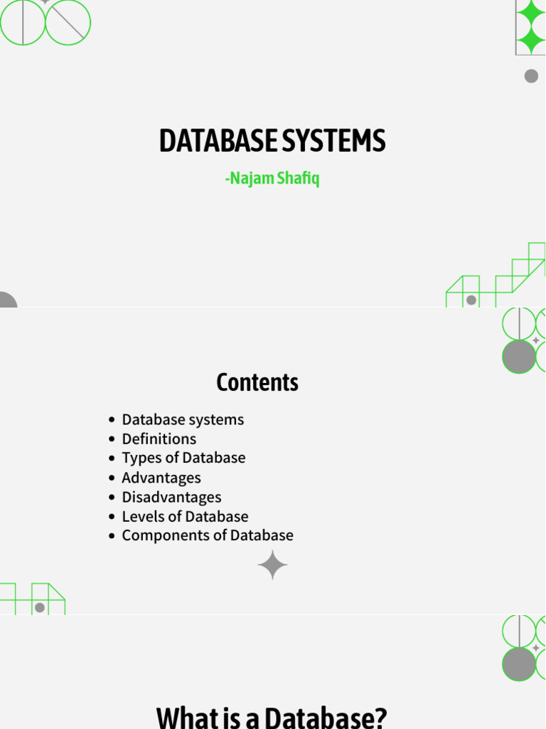 Slidesgo Understanding Database Systems Definitions Types Advantages Disadvantages Levels and ...