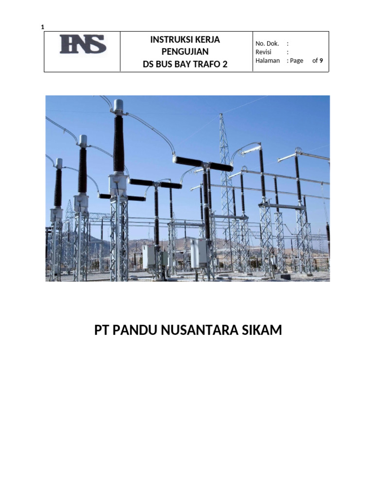 Prosedur Pengujian DS Bus Trafo 2 | PDF