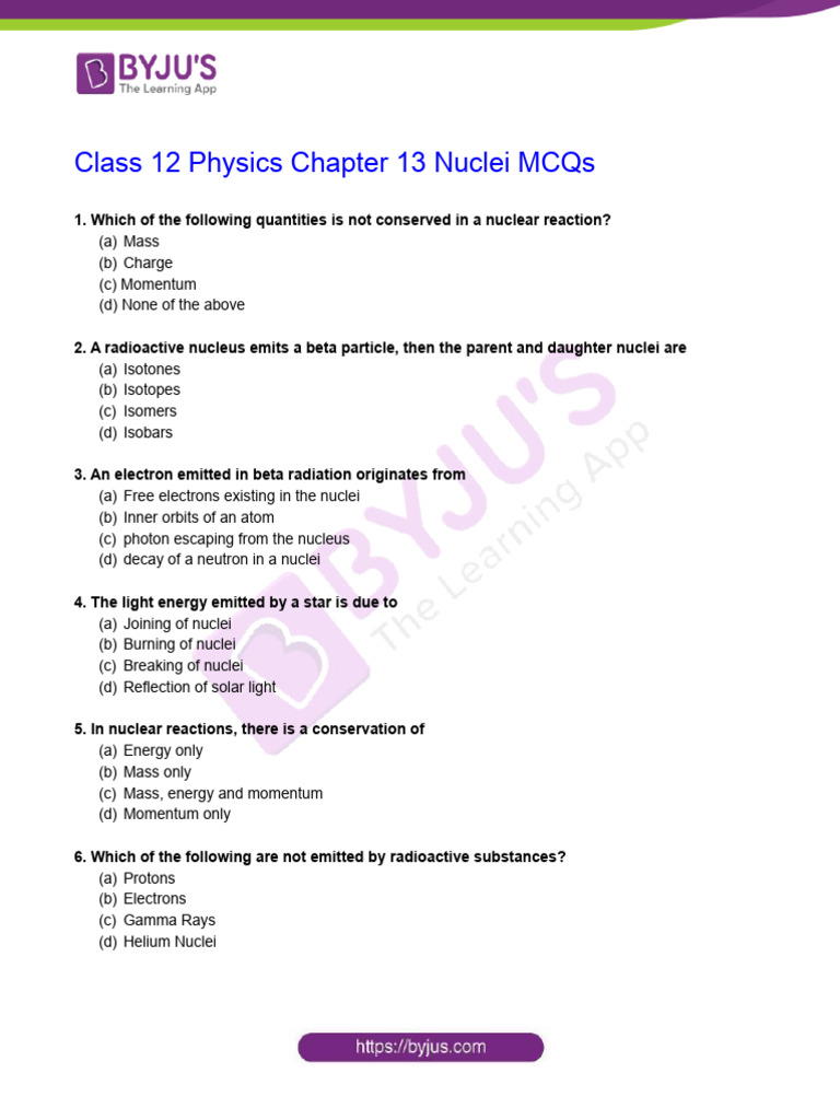 Chapter-13-Nuclei-MCQs | PDF