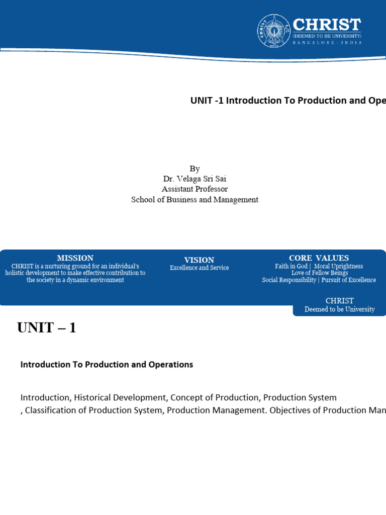 POM UNIT 1 | PDF | Supply Chain | Quality (Business)