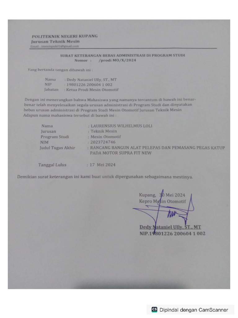 Surat Keterangan Bebas Administrasi | PDF