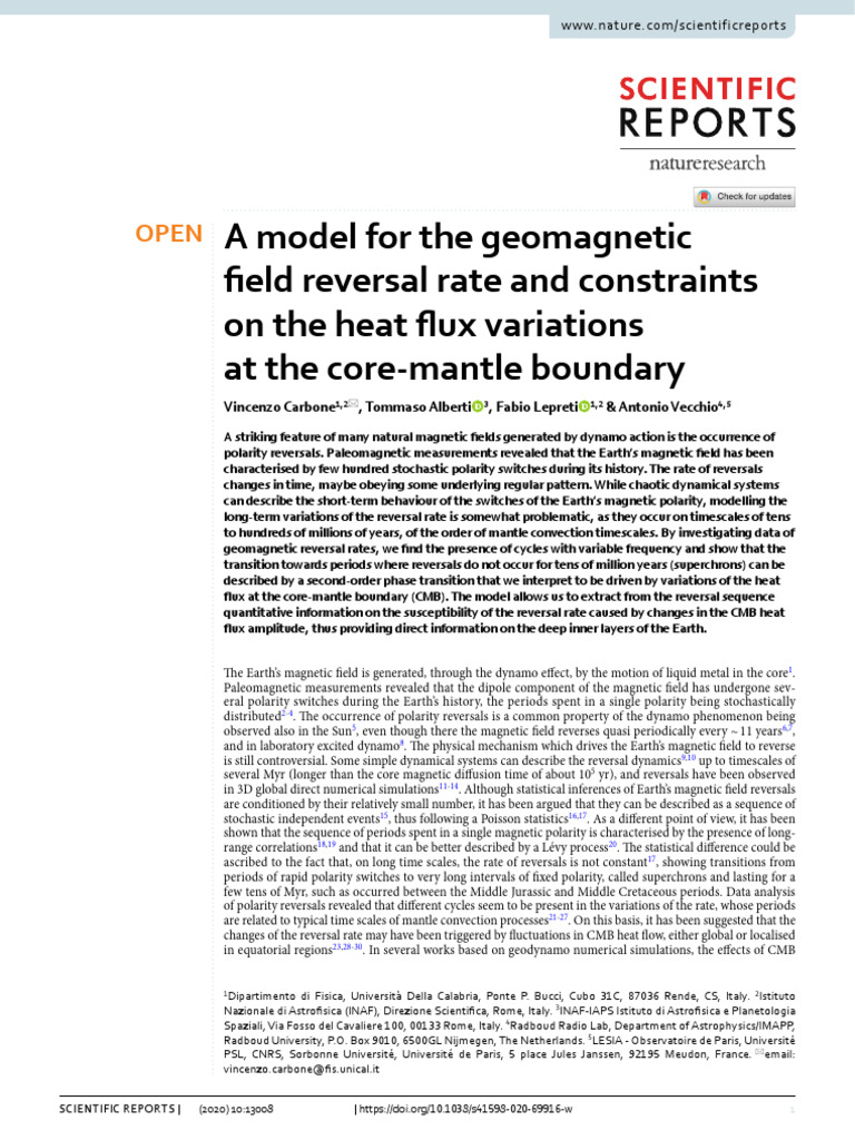A - Model For The Geomagnetic Field Reversal | PDF