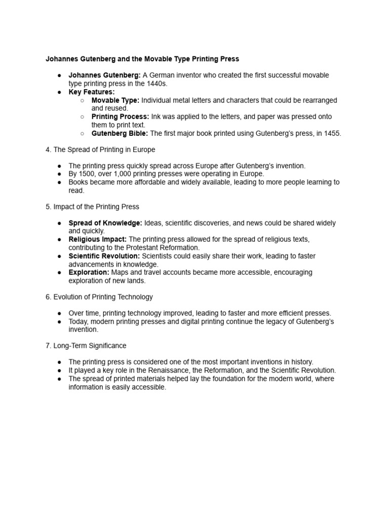 Gutenberg's Printing Press Impact | PDF