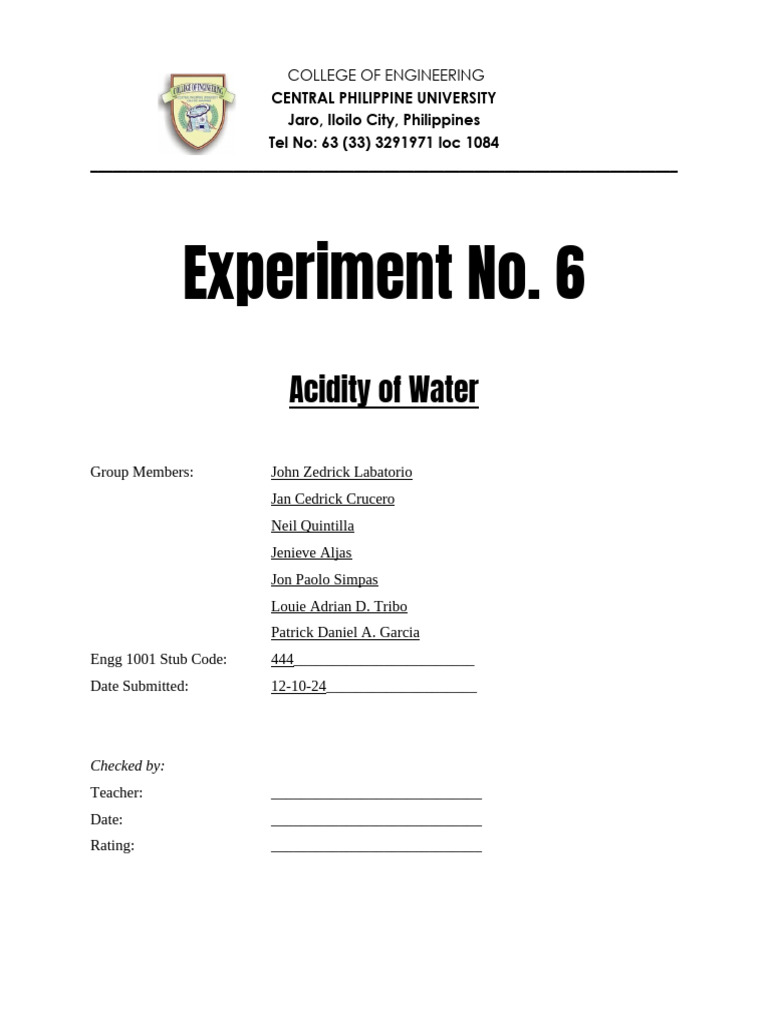 Experiment-No.6 - Acidity of Water | PDF | Water | Ph