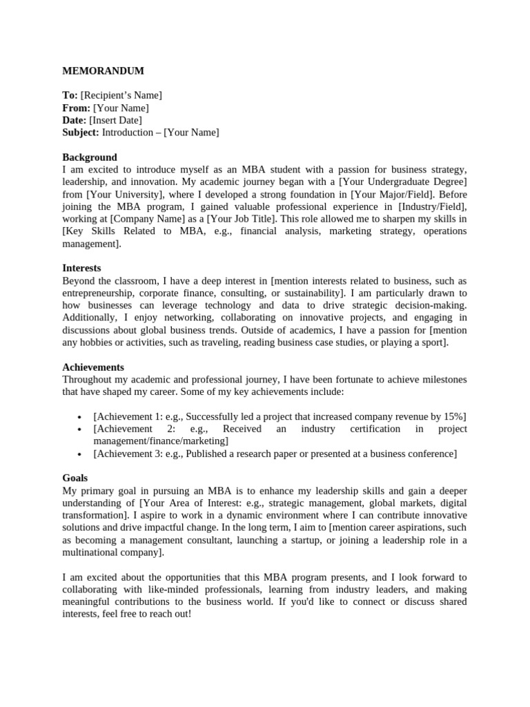 Memorandum Guide 1 | PDF | Master Of Business Administration ...