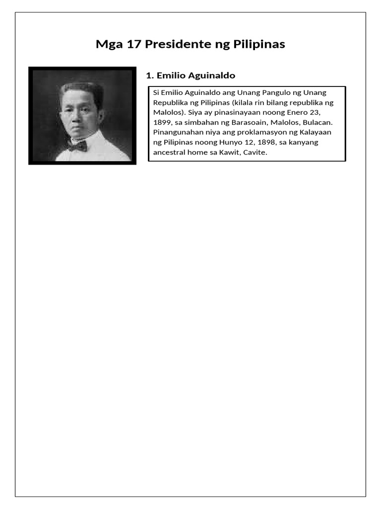 Mga 17 Presidente NG Pilipinas | PDF