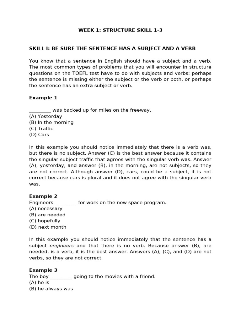 Week 2 - Structure Skill 1 - 3 (Rina) | PDF | Subject (Grammar) | Grammatical Number