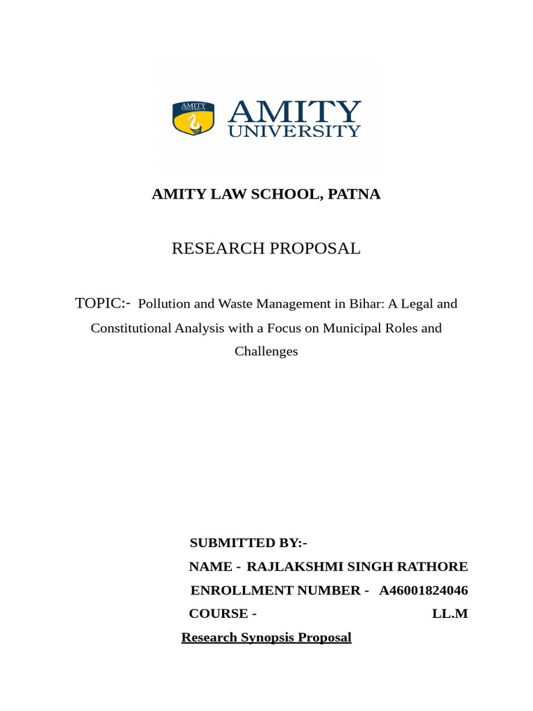 Research Synopsis Proposal | PDF | Environmental Protection | Waste ...
