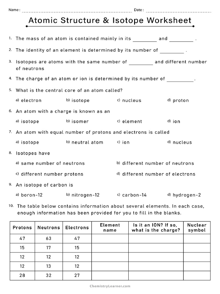 Worksheet-9 Atomic Structure-1 | PDF