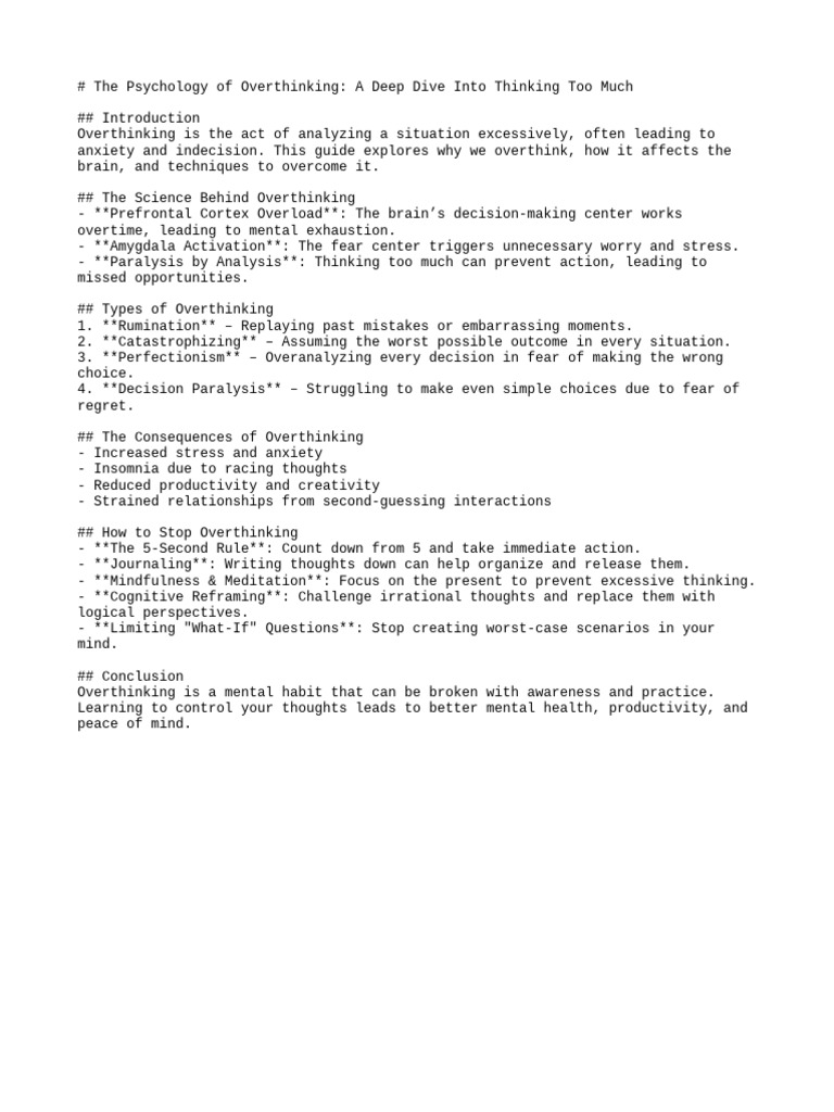 Psychology of Overthinking | PDF