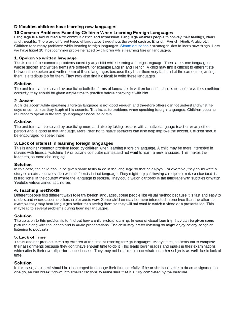 Difficulties Learning Languages | PDF | Accent (Sociolinguistics ...