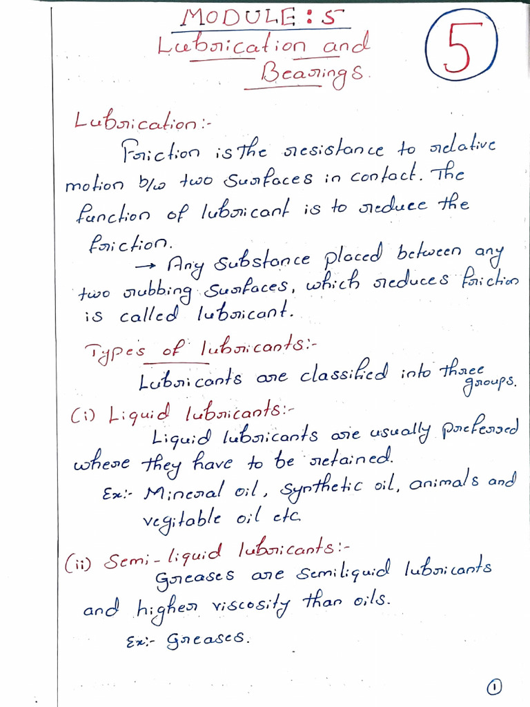 Module 5-Lubrication and Bearing | PDF | Liquids | Soft Matter
