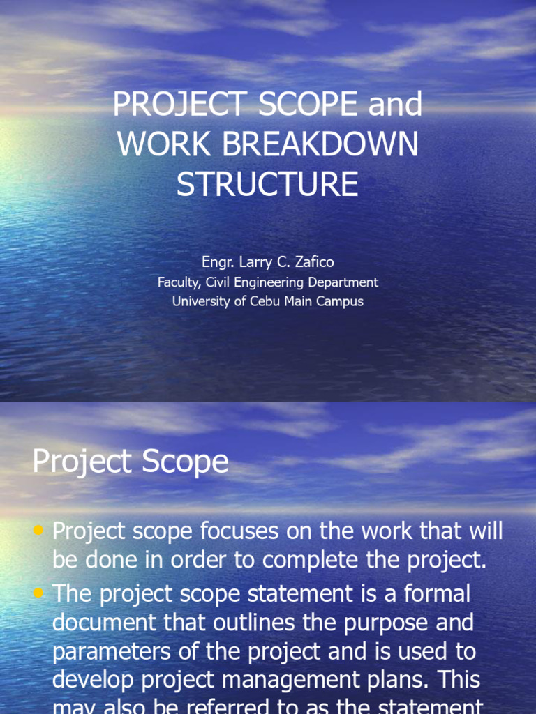 Project Scope and Work Breakdown Structure | PDF