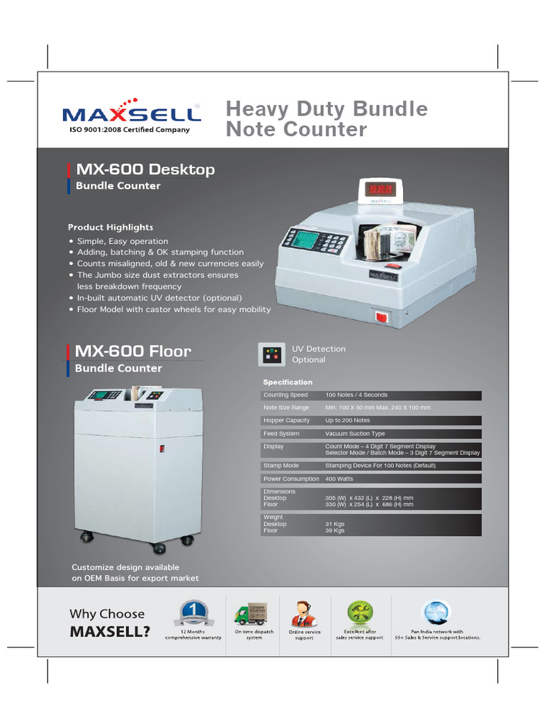 Heavy-Duty Note Counter with UV Detection | PDF