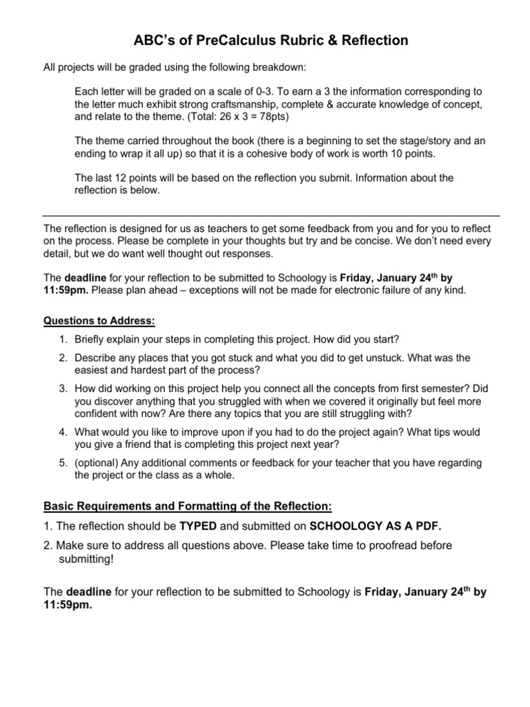 ABCs+Reflection+&+Rubric | PDF