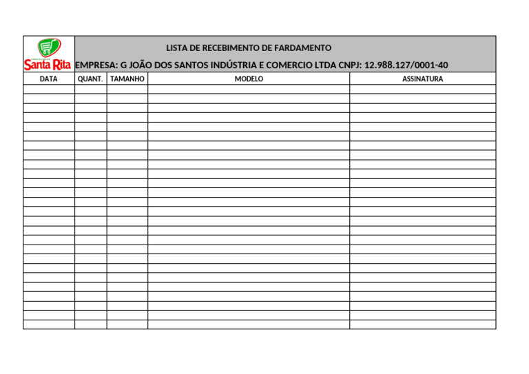 Lista de Recebimento de Fardamento | PDF