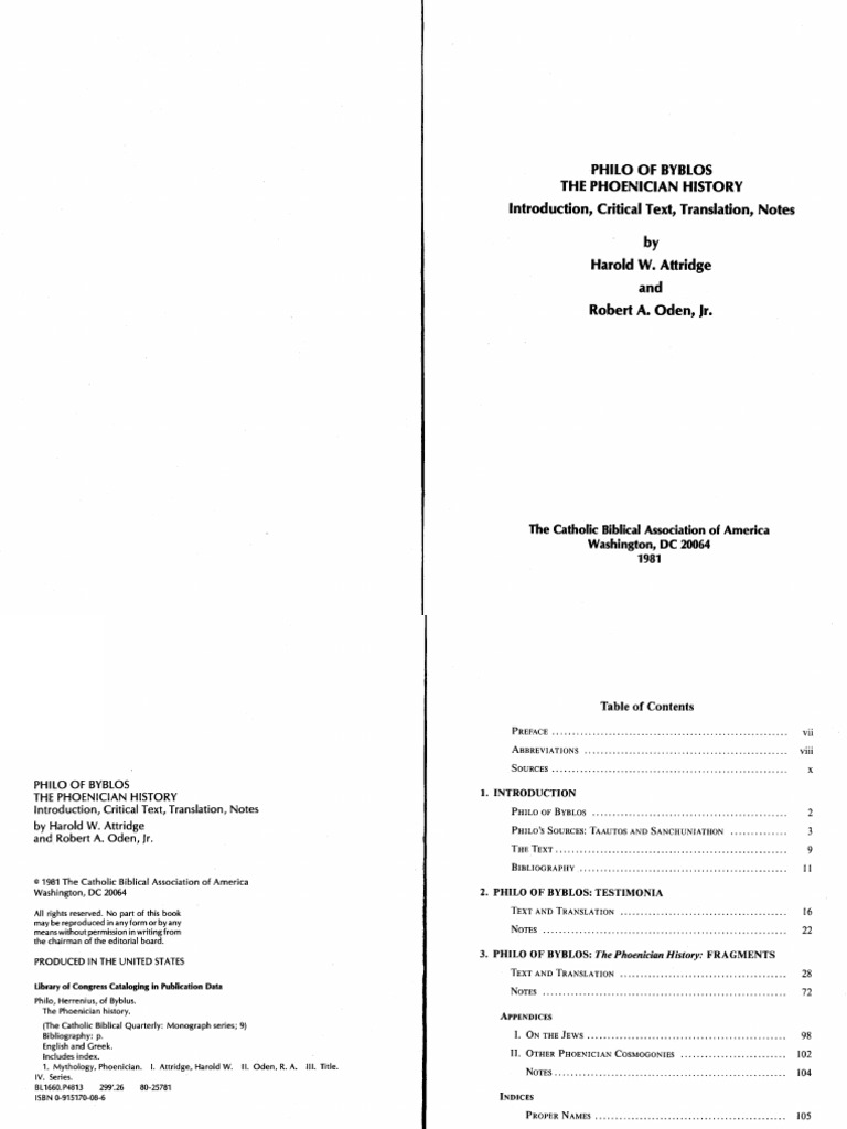 Vdoc - Pub - Philo of Byblos The Phonecian History | PDF