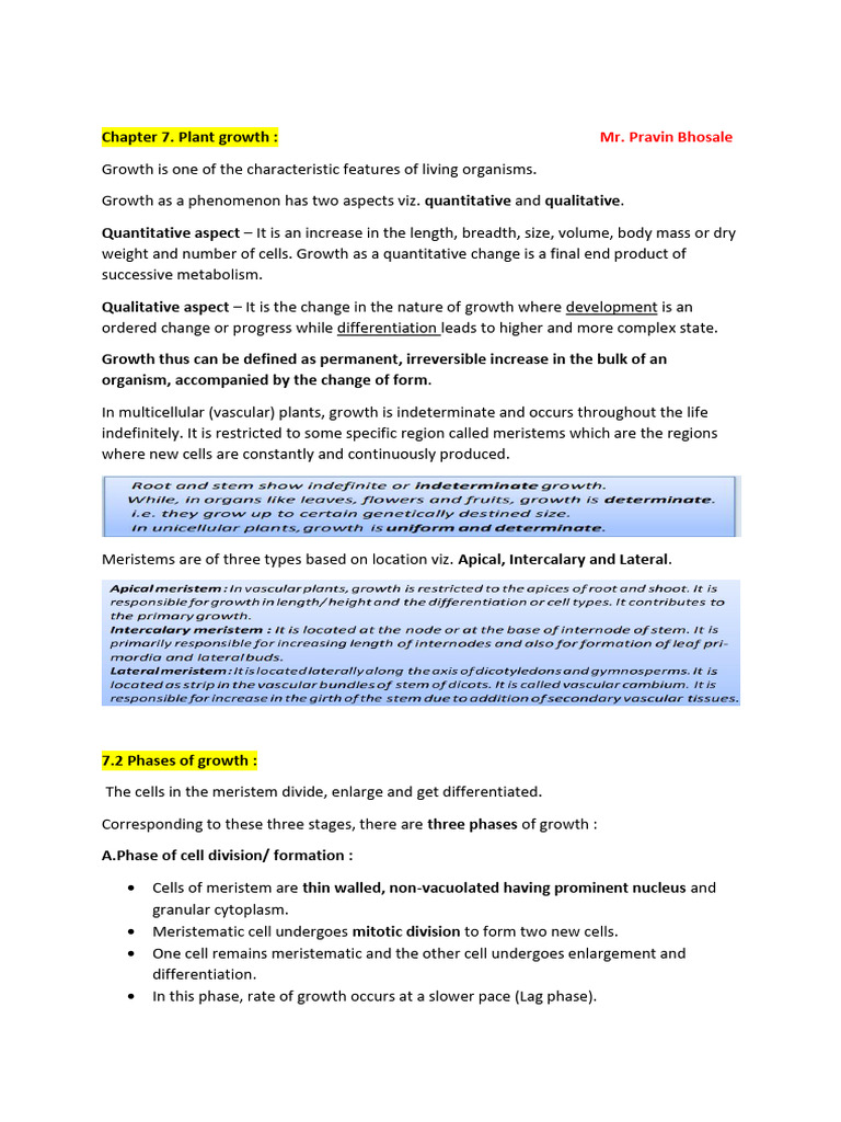 Plant Growth and Mineral Nutrition Notes | PDF | Plant Hormone | Auxin