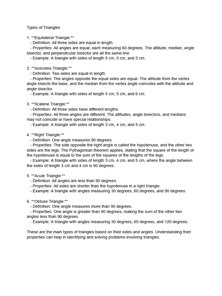 Types of Triangles | PDF