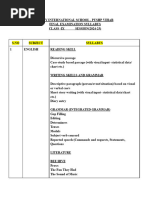 Class IX HALF YEARLY SYLLABUS | PDF