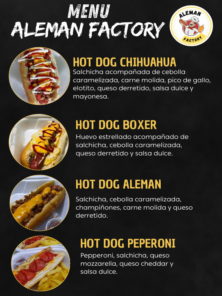 Variedad de Hot Dogs y Snacks Deliciosos | PDF