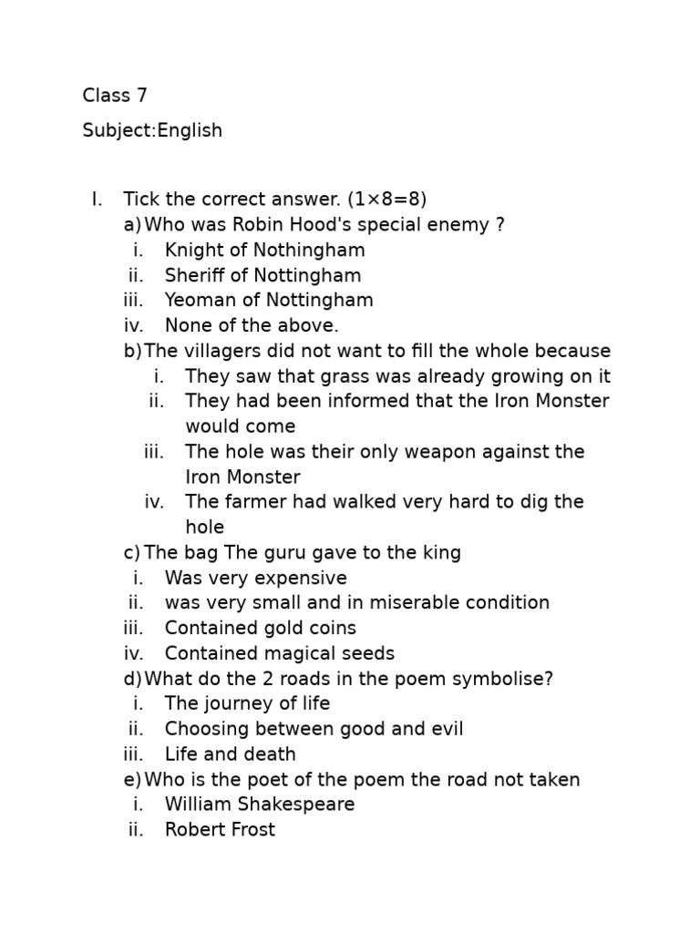 Class 7 English | PDF