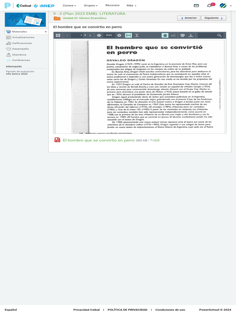 El Hombre Que Se Convirtio en Perro Schoology | PDF