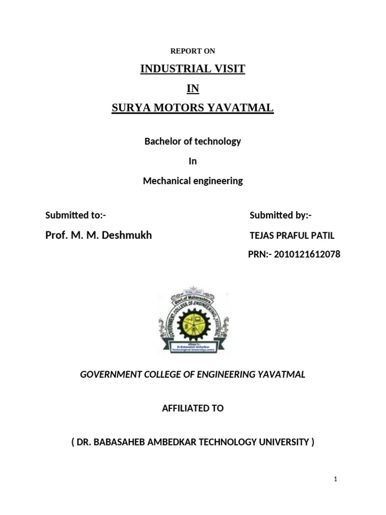 Final Industrial Report. | PDF | Vehicles | Brake