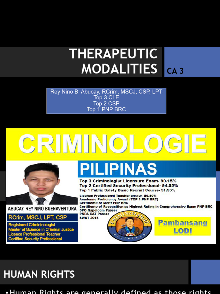 CA 3 - Therapeutic Modalities | PDF | Human Rights | Detention ...