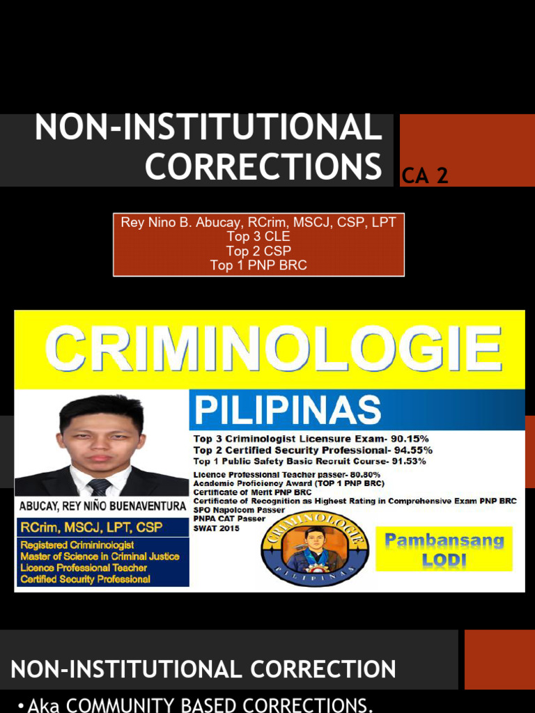 CA 2 - Non-Institutional Correction | PDF | Probation | Pardon