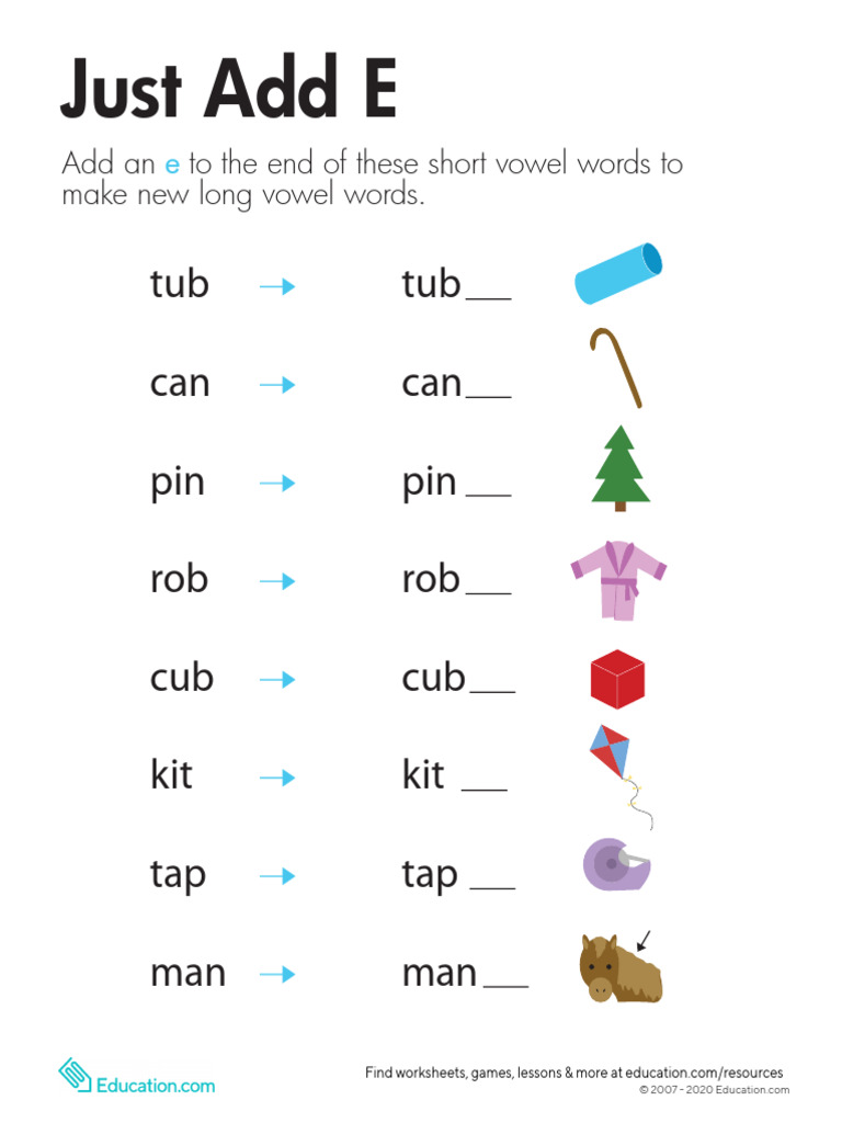 Long and Short Vowel Spelling Worksheets | PDF