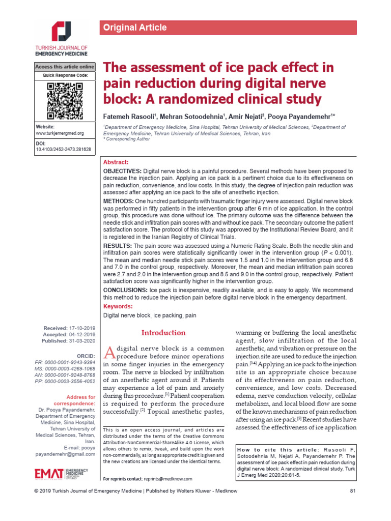 2020 TJEM-Digital Block | PDF | Pain | Clinical Trial