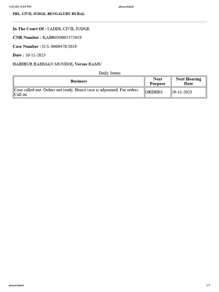 In The Court Of: CNR Number: Case Number: Date: Versus | PDF