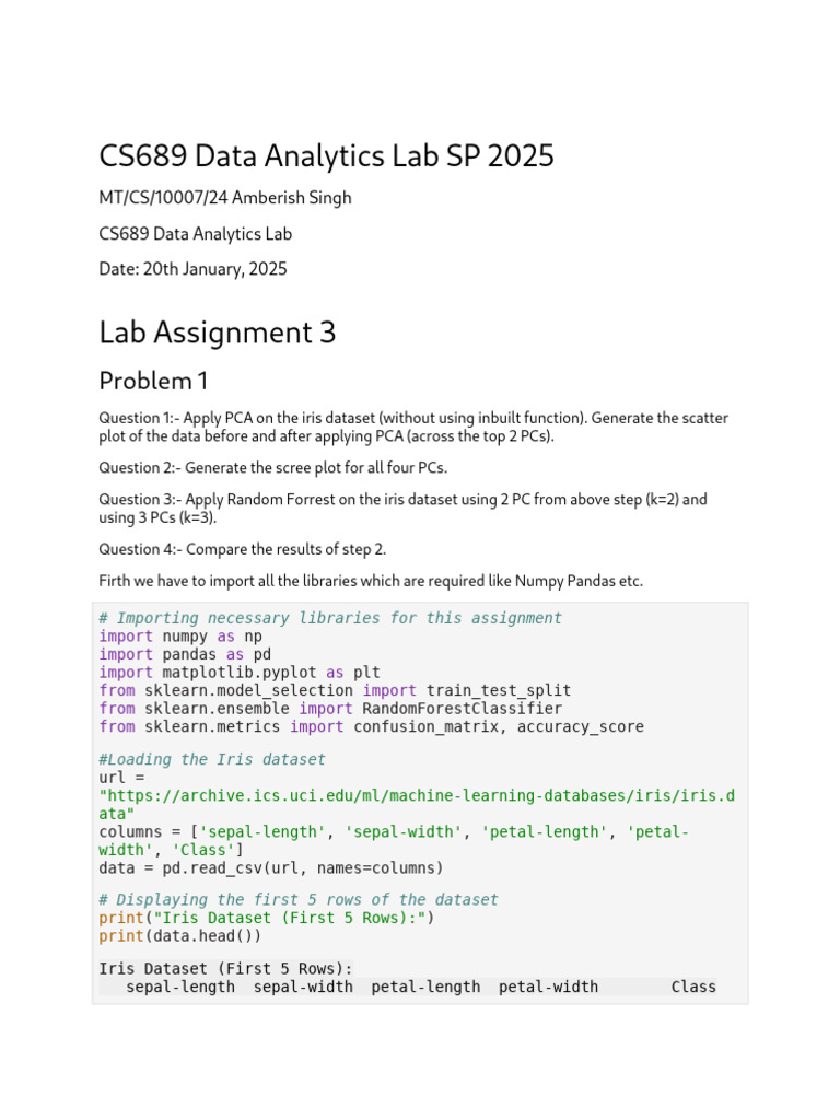 DAI Amberish LAB ASSIGNMENT 3 | PDF | Principal Component Analysis ...