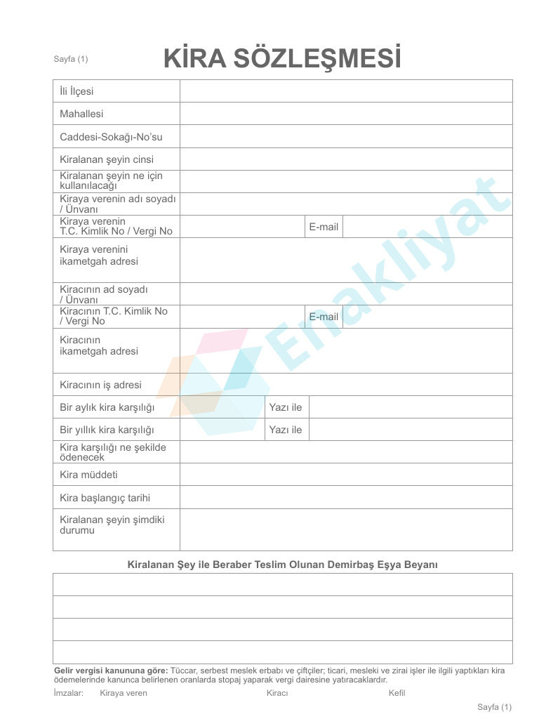 Kira Sozlesmesi | PDF