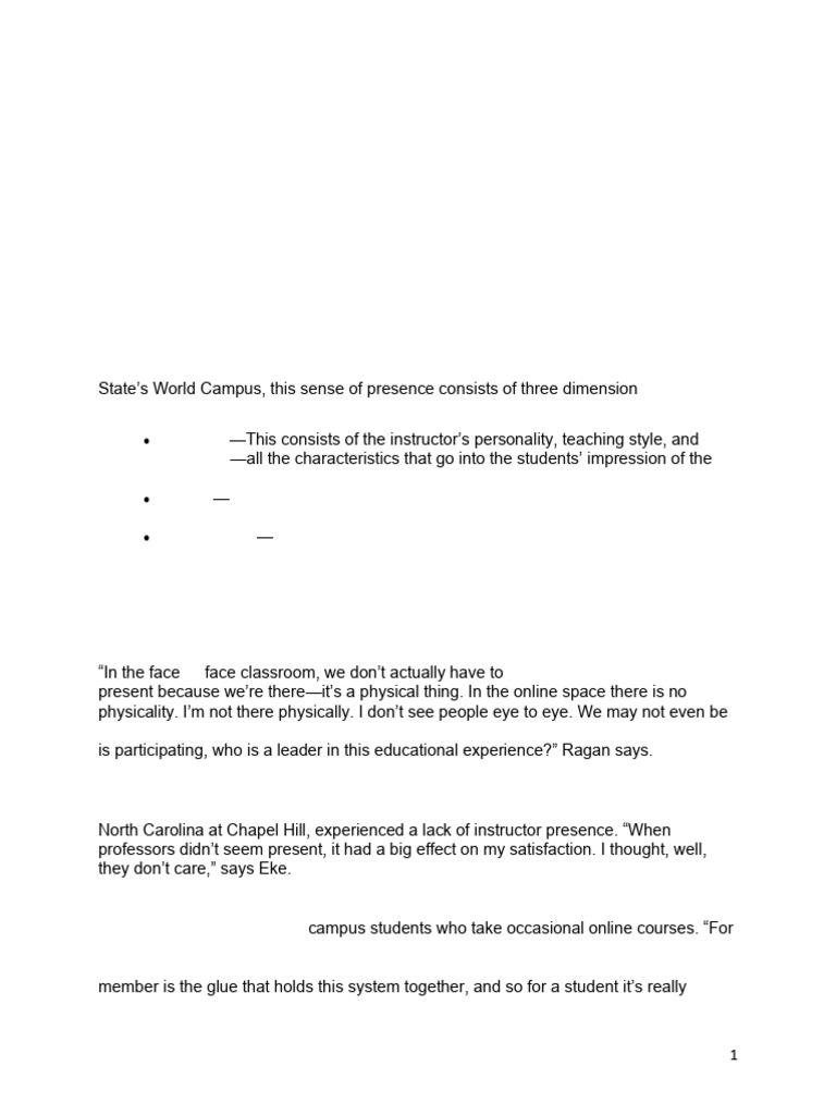 Module 5 Creating A Sense of Instructor Presence in The Online Classroom-1 | PDF | Learning ...