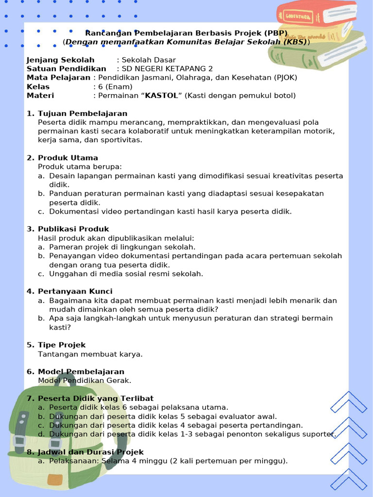 Rancangan Pembelajaran Berbasis Projek - B.IRAWAN SUWARNO | PDF