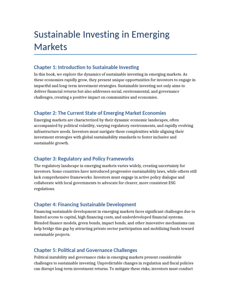 Sustainable Investing in Emerging Markets | PDF | Sustainability ...
