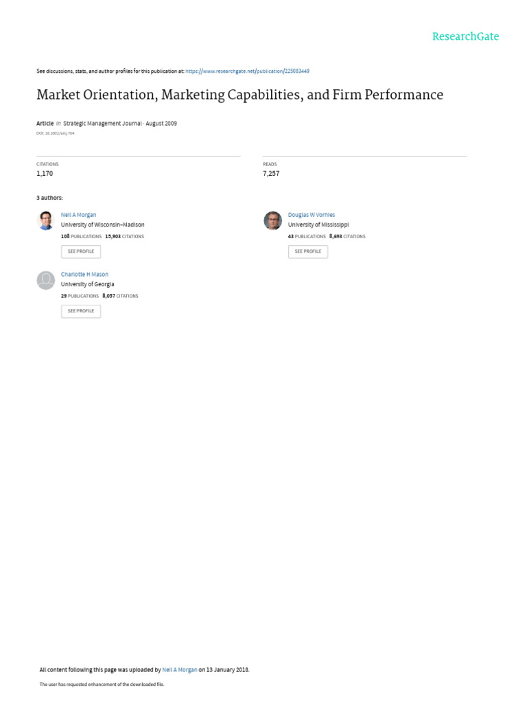 Market Orientation Marketing Capabilities and Firm | PDF | Marketing ...