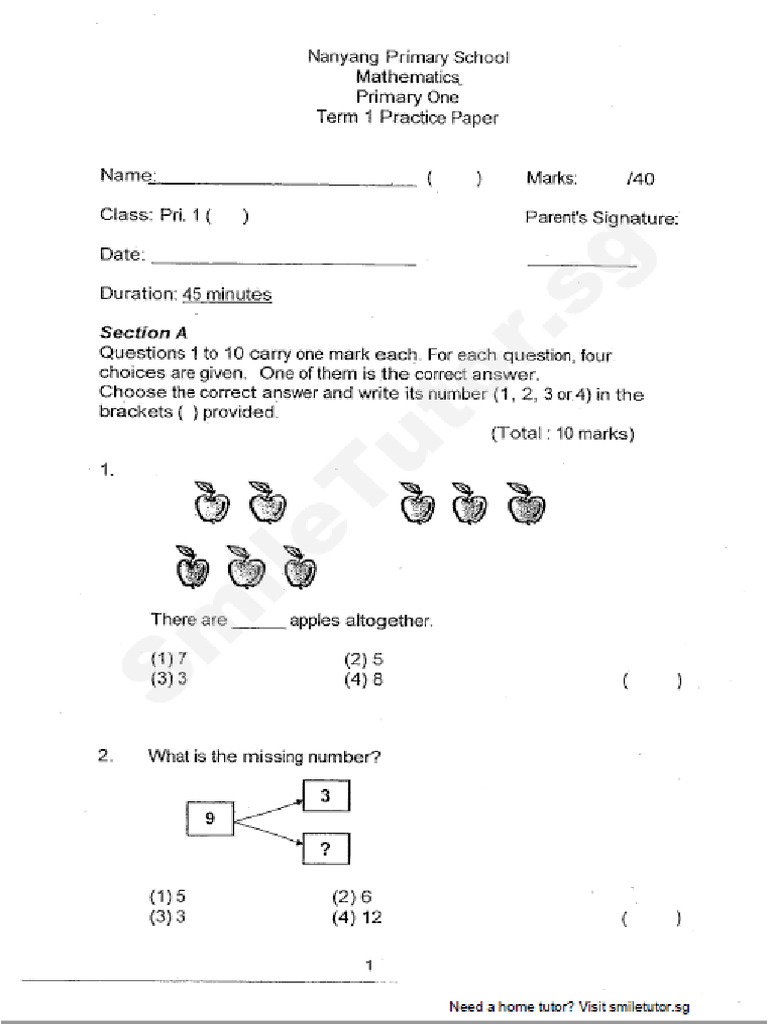 Https Smiletutor - SG Wp-Content Uploads 2020 10 P1 Math 2013 | PDF