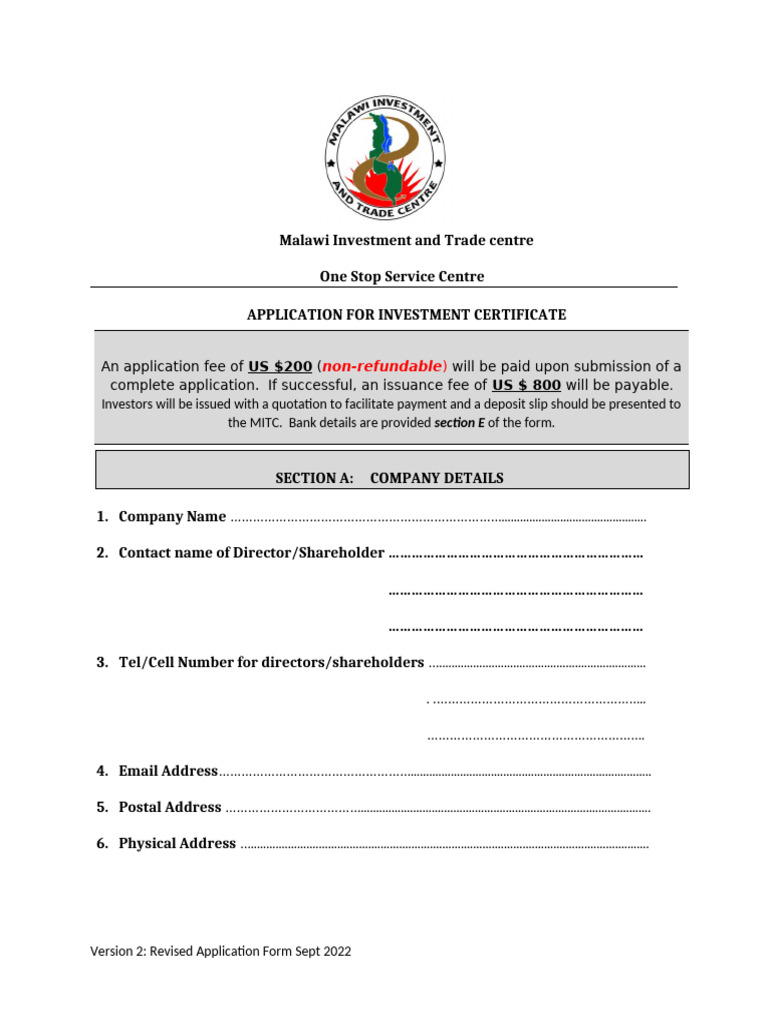Investment Certificate Application Form Sept 2022 | PDF | Business ...