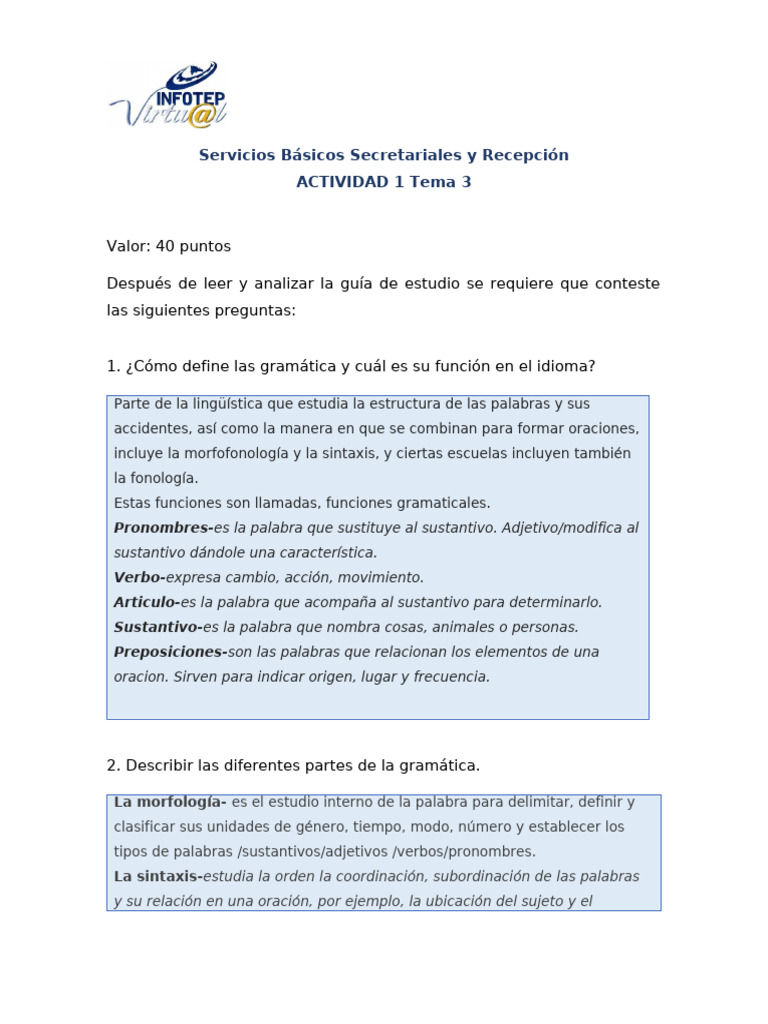 Actividad 1 Modulo3 Terminada | PDF | Oración (Lingüística) | Palabra