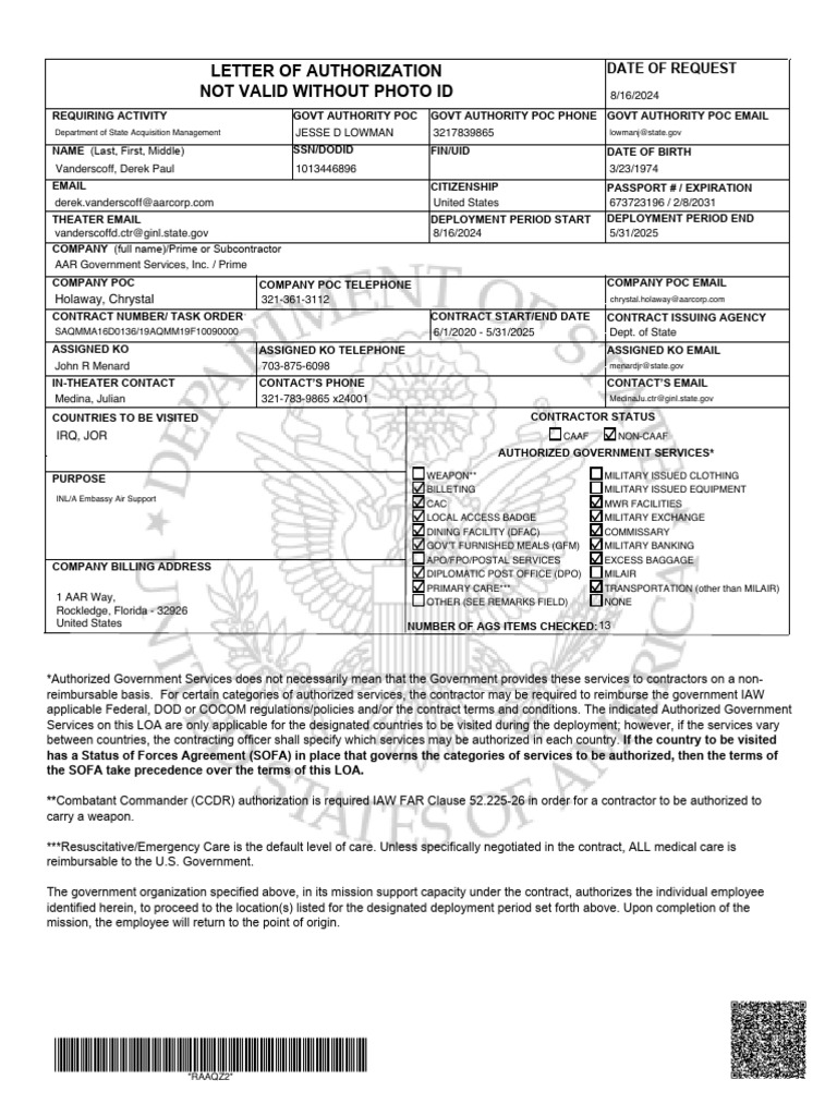 Vanderscoff, Derek LOA Exp. 2025 | PDF