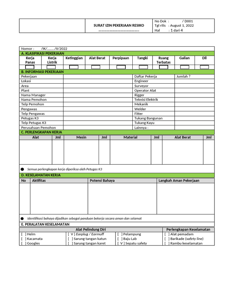 Izin Kerja Umum | PDF